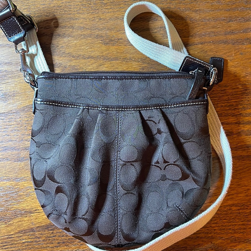 Dark Brown Signature Coach Mini Crossbody - Gem
